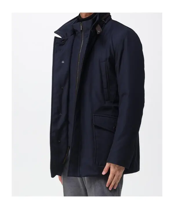 MOORER Long-sleeved Stand-up Collar Cotton Coat