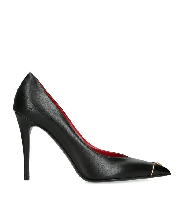 Valentino Garavani Leather Heartip Pumps 100 - Black