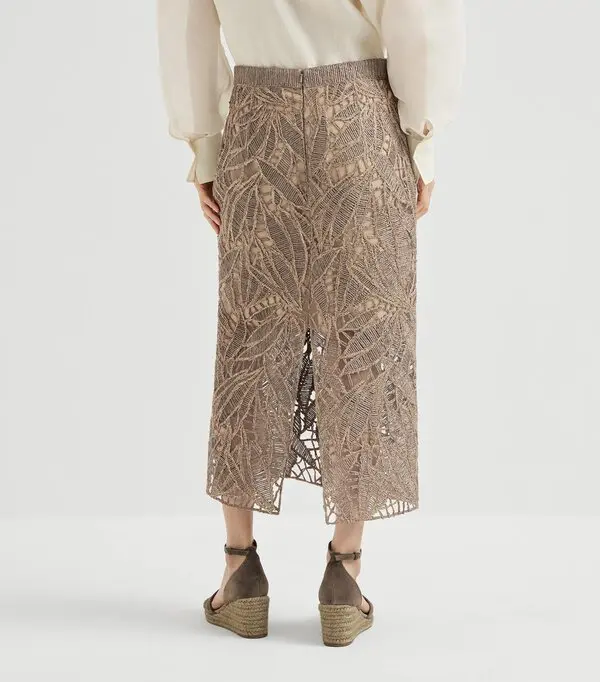 Brunello Cucinelli Embroidered Midi Skirt