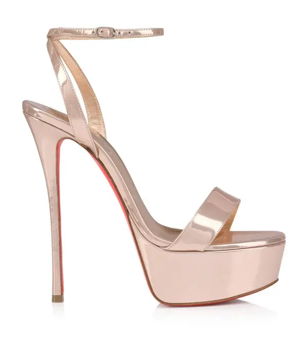 CHRISTIAN LOUBOUTIN Loubi Queen Alta Patent Leather Sandals 150 - Beige