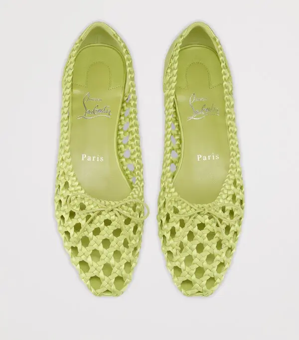 CHRISTIAN LOUBOUTIN Sweetie Jane Woven Ballet Flats - Green