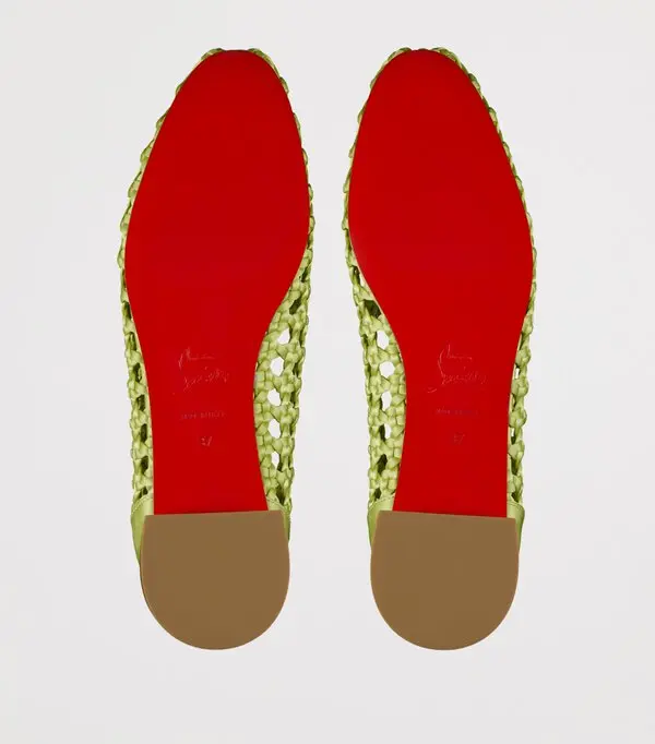 CHRISTIAN LOUBOUTIN Sweetie Jane Woven Ballet Flats - Green