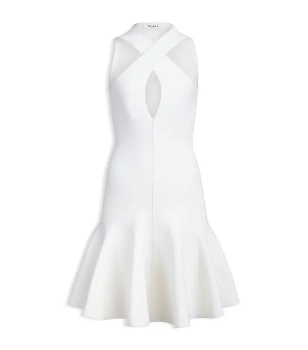 Alaïa Knitted Cross-front Mini Dress - White