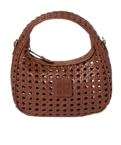 Miu Miu Wander Woven Leather Bag - Oak