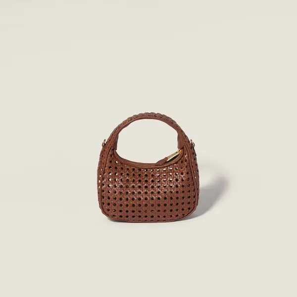 Miu Miu Wander Woven Leather Bag - Oak