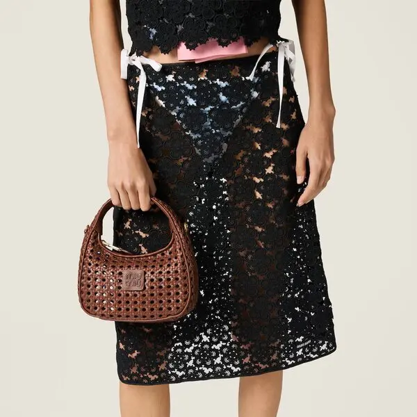 Miu Miu Wander Woven Leather Bag - Oak