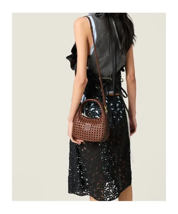 Miu Miu Wander Woven Leather Bag - Oak