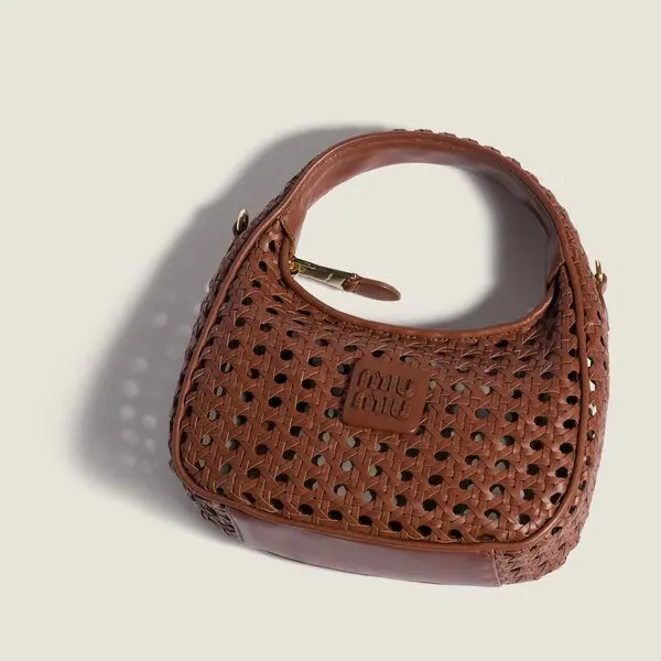 Miu Miu Wander Woven Leather Bag - Oak