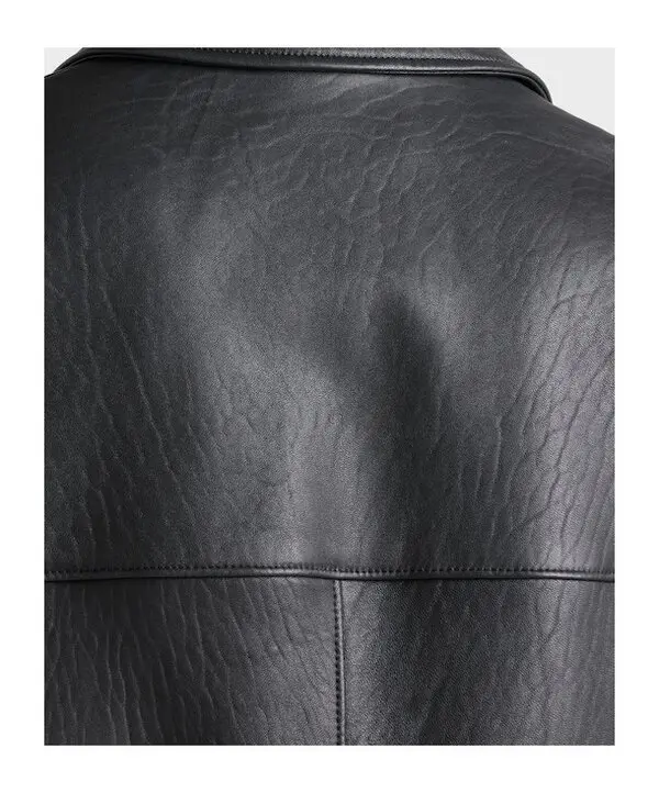 Prada Nappa Leather Zip-up Jacket With Classic Collar