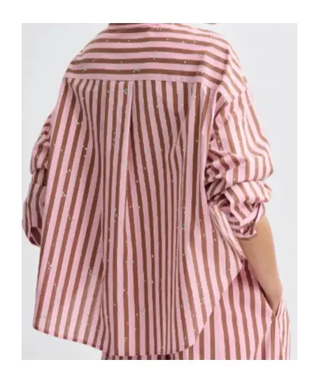 Essentiel Antwerp Striped Rhinestone Embellished Shirt