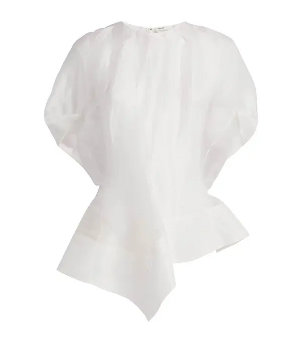 Khaite Silk Asymmetric Rumi Blouse - White