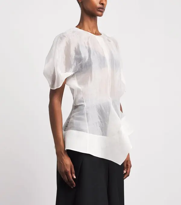 Khaite Silk Asymmetric Rumi Blouse - White