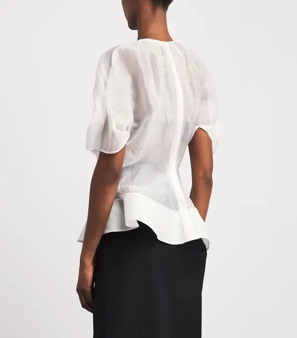 Khaite Silk Asymmetric Rumi Blouse - White
