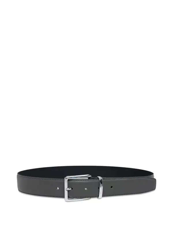 MEDEEA Smooth Leather Belt With Silver-tone Buckle - Grey