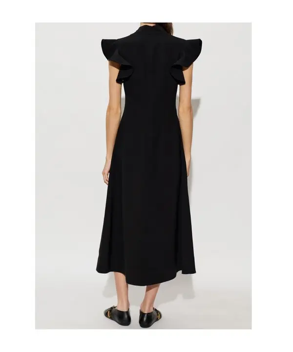 Moschino V-neck Ruffled Sleeve A-line Dress