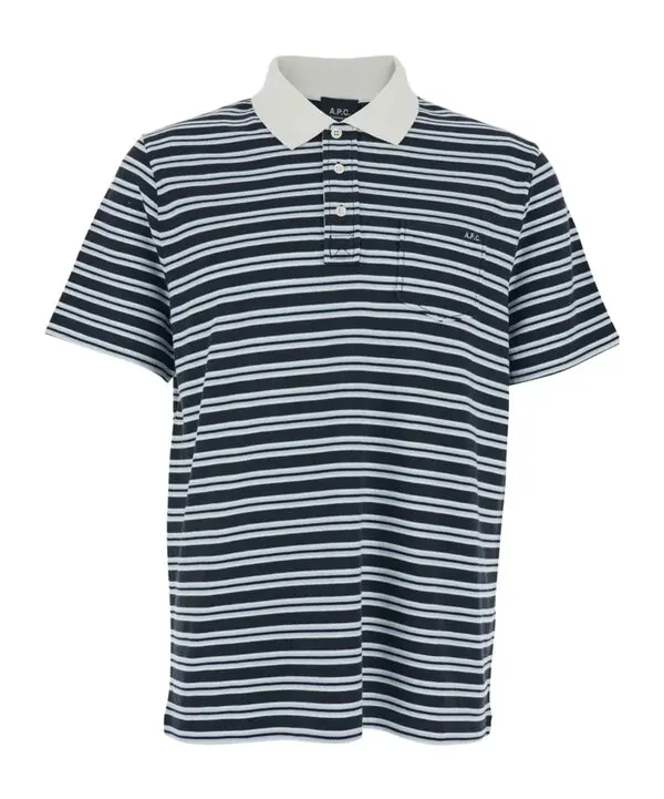 A.p.c. Oscar Striped Polo Shirt - Blue
