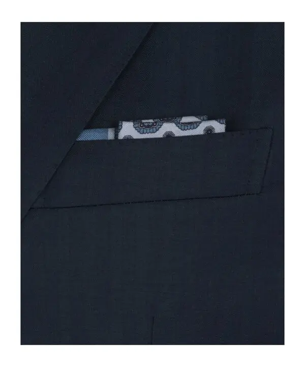 Brioni Light And Steel Medallion Print Silk Pocket Square
