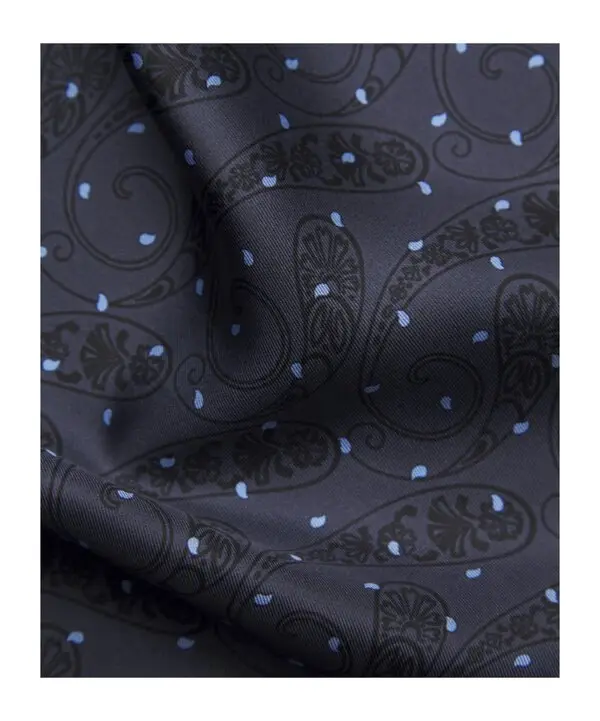 Brioni Navy And Sky Blue Silk Pocket Square
