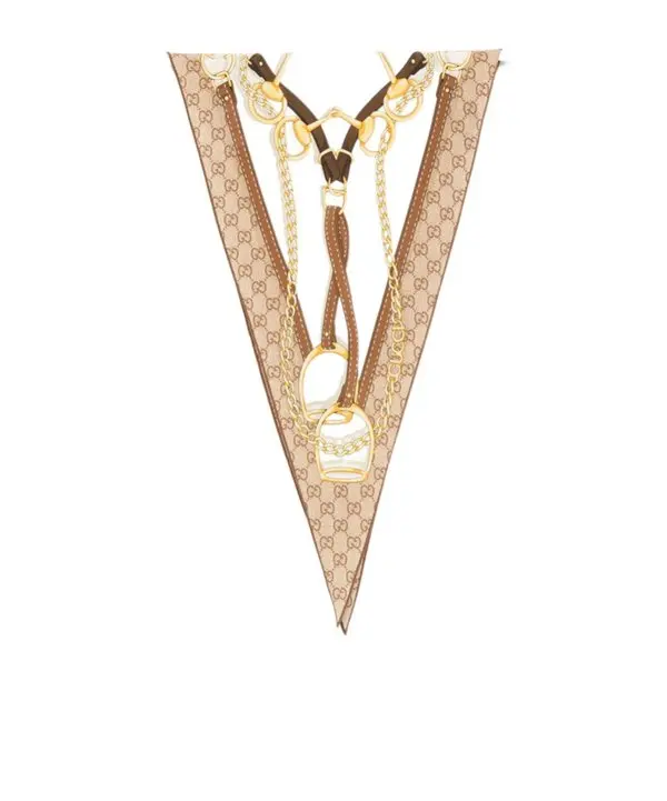 Gucci Gg Supreme Horsebit Printed Scarf-style Belt - Beige