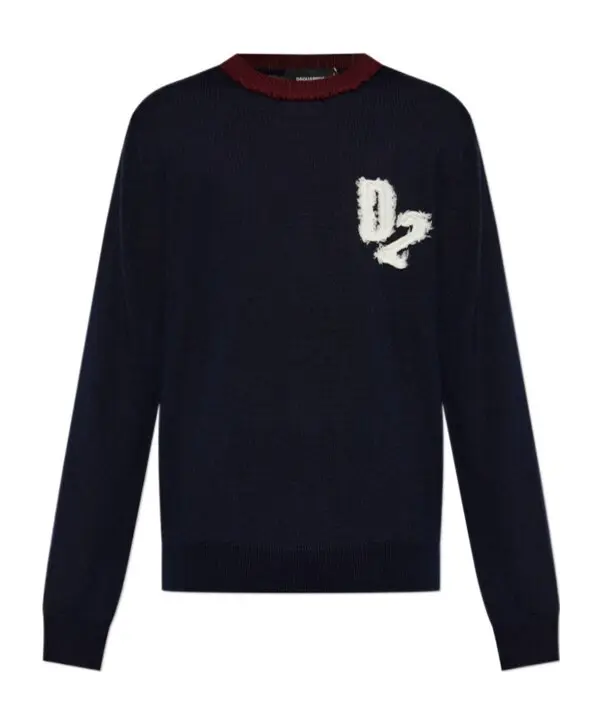 Dsquared2 Long Sleeve Knit Sweater With Appliqu