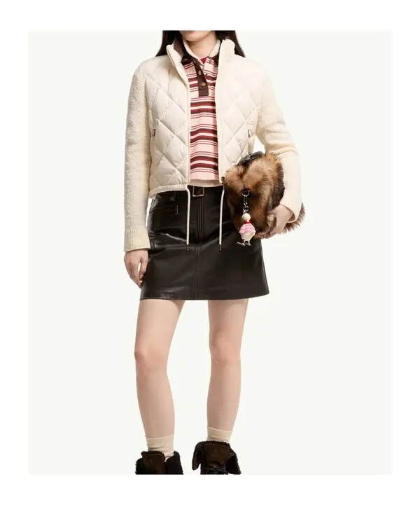 Moncler Cotton Blend Padded Zip-up Cardigan With Logo Patch