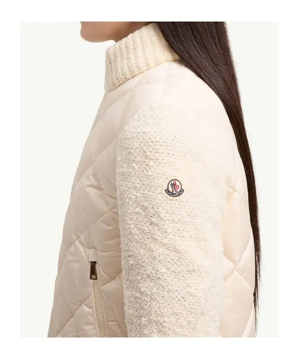 Moncler Cotton Blend Padded Zip-up Cardigan With Logo Patch
