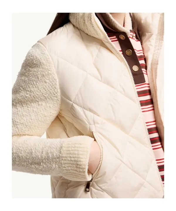 Moncler Cotton Blend Padded Zip-up Cardigan With Logo Patch