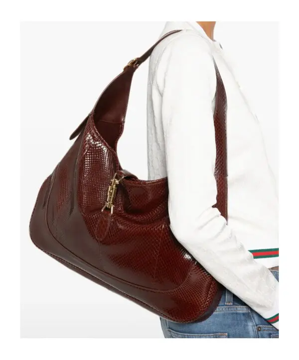 Gucci Single-shoulder Bag With Jackie Piston Clasp - Dark Brown