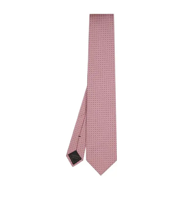Brioni And Brown Micro Motif Jacquard Silk Tie - Pink