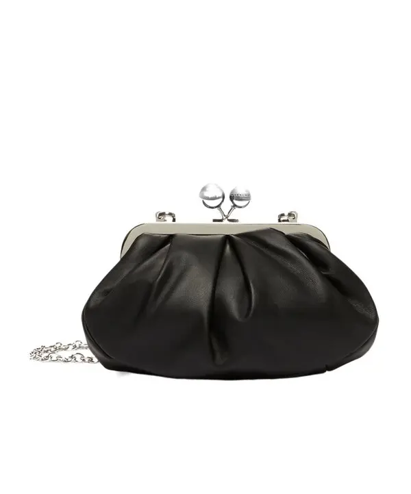 Max Mara Small Pasticcino Leather Clutch Bag - Black