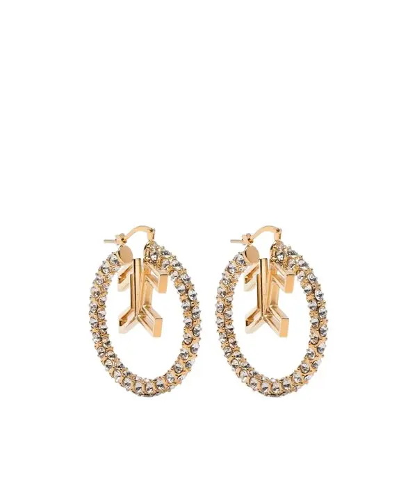 Elisabetta Franchi Logo Detail Embellished Hoop Earrings - Yellow