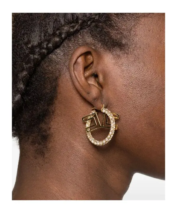 Elisabetta Franchi Logo Detail Embellished Hoop Earrings - Yellow