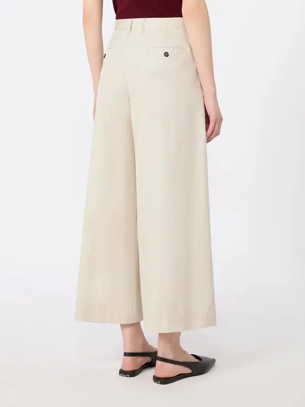Max Mara Cotton Poplin Wide Leg Trousers