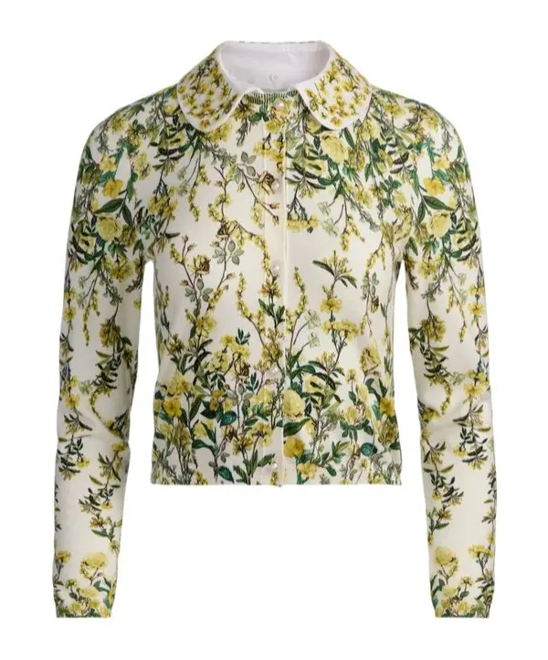 ALICEOLIVIA Printed Collar Cardigan - Green