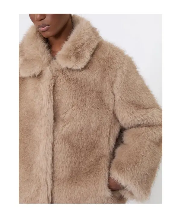 Max Mara Short Faux Fur Coat - Honey-colored