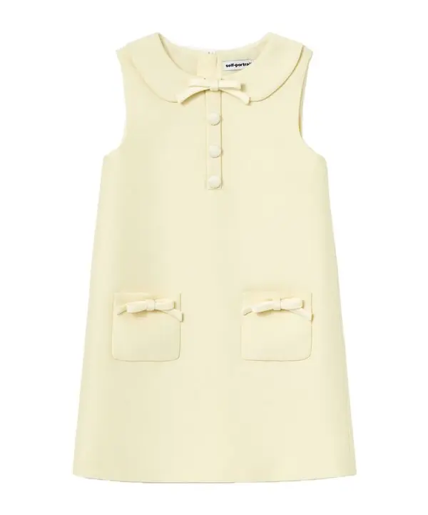 SELF-PORTRAIT Sleeveless Shift Dress With Bow Details - Yellow
