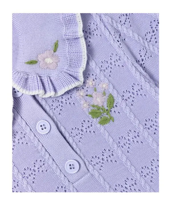 SELF-PORTRAIT Lilac Pointelle Knit Dress