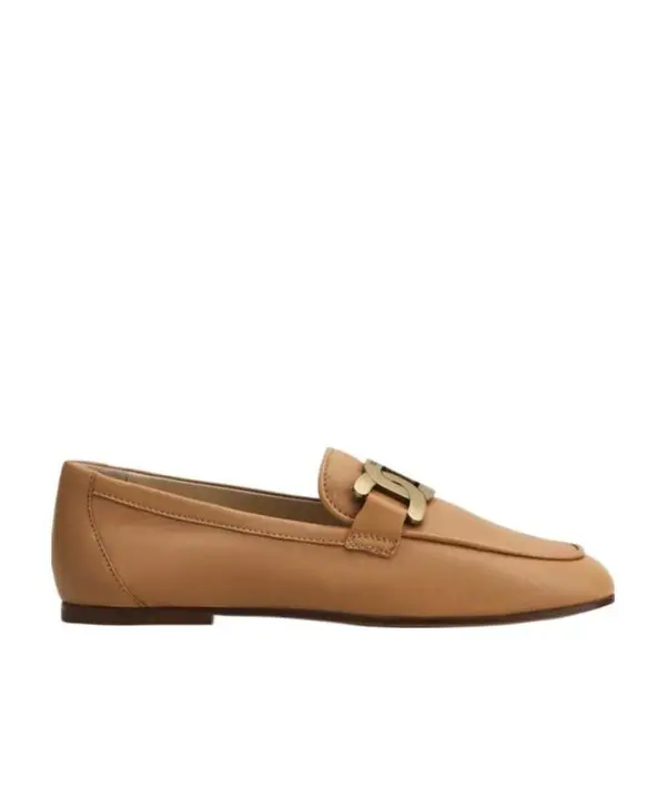 TOD'S Kate Gold-chain Leather Loafers - Brown