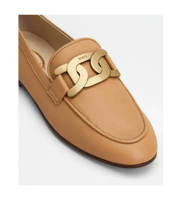 TOD'S Kate Gold-chain Leather Loafers