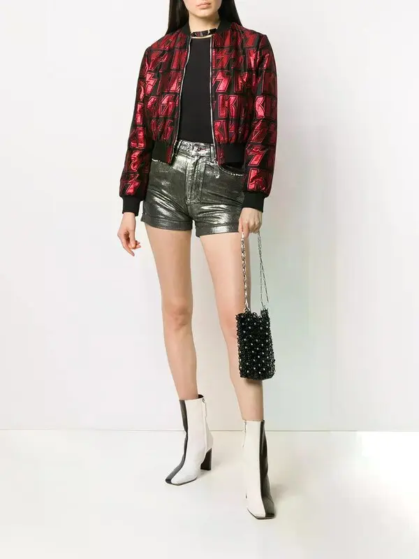 Philipp Plein Metallic Print Studded Shorts