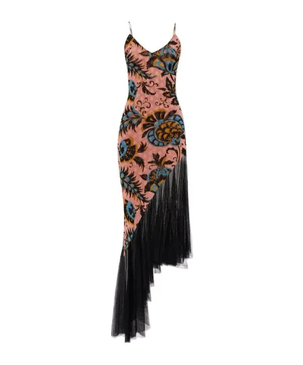 Etro Floral Printed Panelled Dress - Black