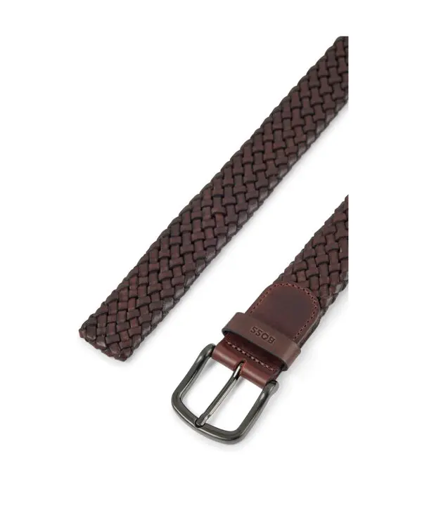 Hugo Boss Woven Leather Belt With Debossed Logo