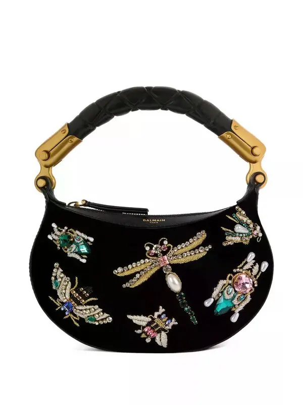 Balmain Embroidered Velvet Mini Bag