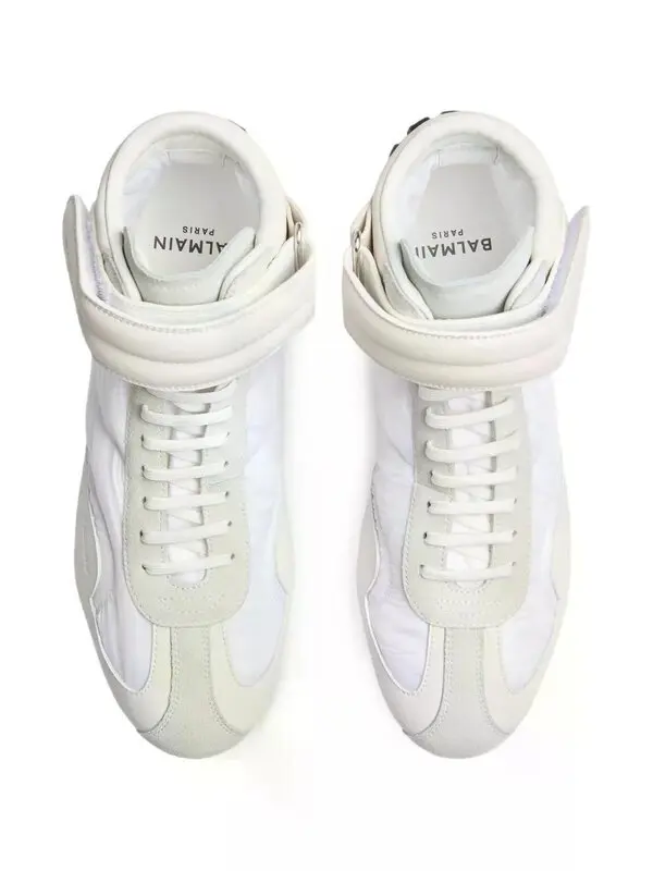 Balmain Racing Mid-top Trainers In Nylon And Leather