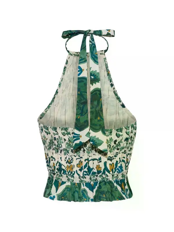 Cara Cara Peony Floral-print Smocked Halter Top