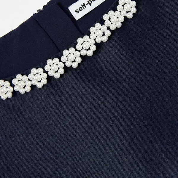SELF-PORTRAIT Faux Pearl Embellished Flared Dress