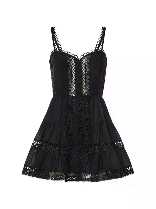 Charo Ruiz Ibiza Lenora Broderie-anglaise Tiered Mini Dress - Black
