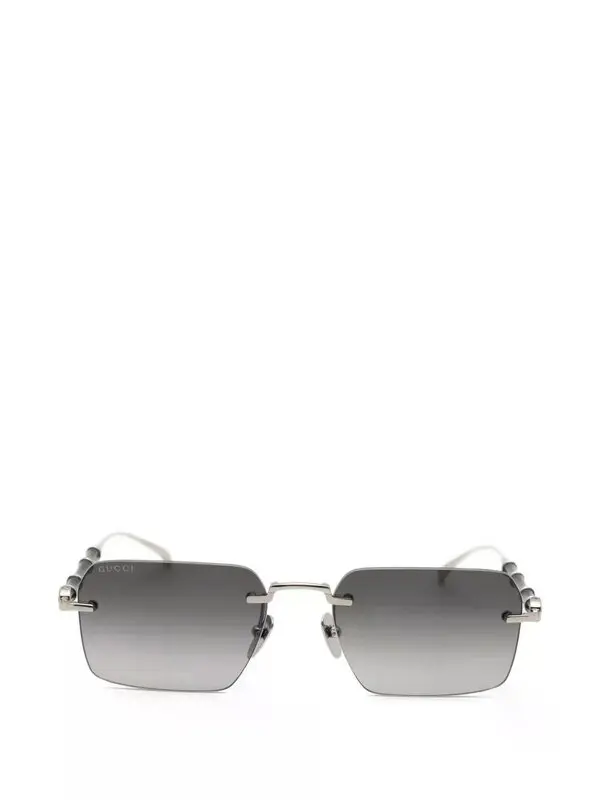 Gucci Bamboo-detail Rimless Rectangle-frame Sunglasses - Silver