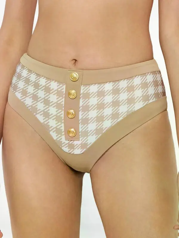 Beach Riot Isle Houndstooth Button Bikini Bottom - Neutrals