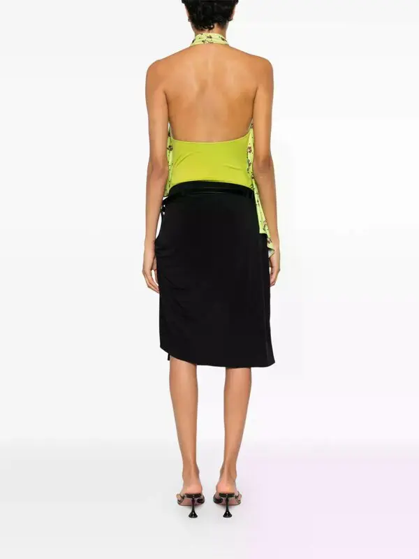 Coperni Draped Floral-print Bodysuit - Green